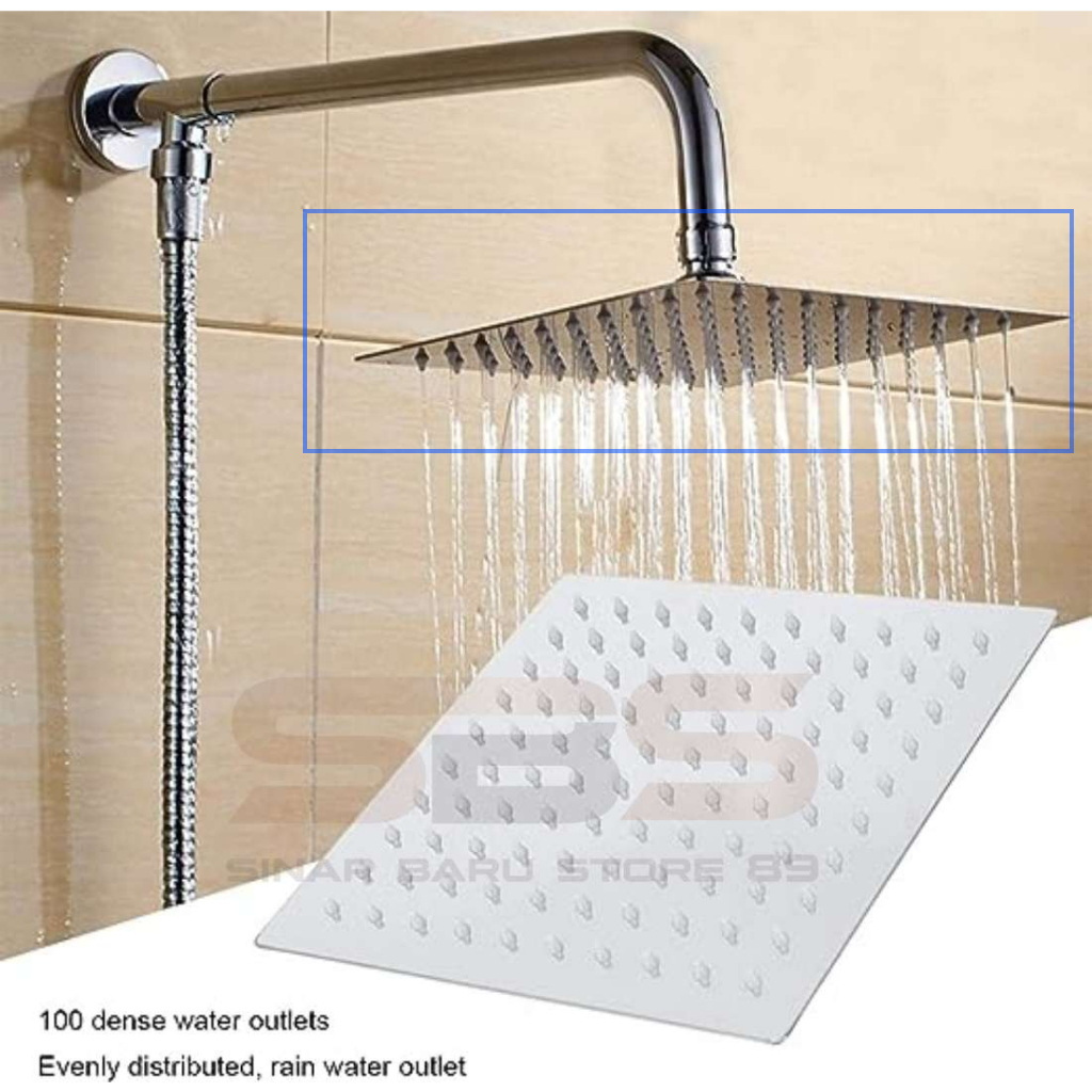 Jual Wall Shower Rainfall Kepala Shower Hujan Stainless Silver Glossy ...