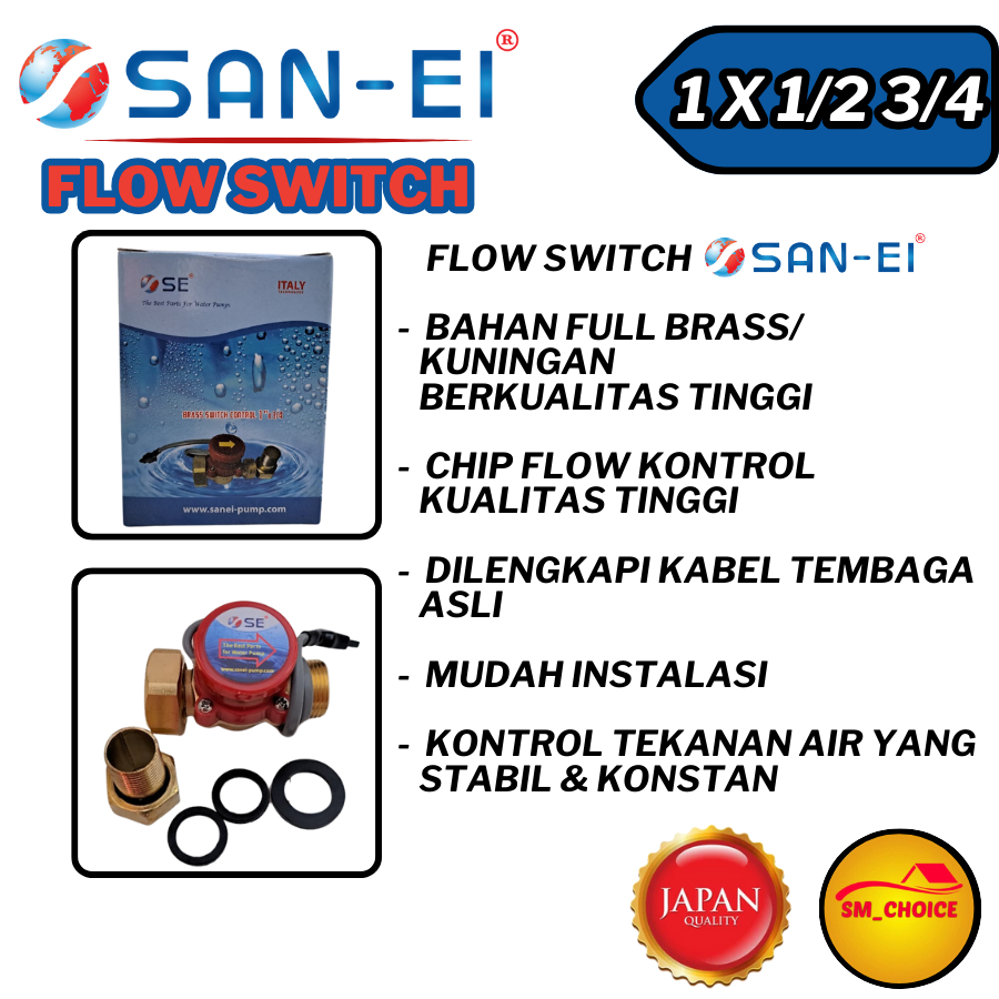 Jual FLOW SWITCH OTOMATIS BOSTER SAN EI 1X1/2 3/4 SAKLAR OTOMATIS POMPA AIR WATER FLOW SAN EI ...