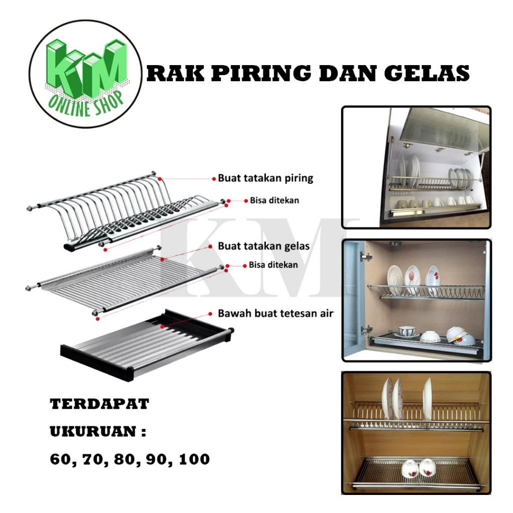 Jual Rak Piring & Rak Gelas / Rak Kitchen Set Gantung Stainless Anti ...