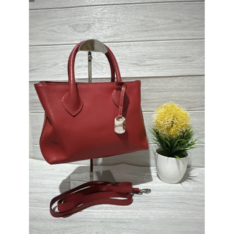 Jual Furla Shoulder Bag Maroon Leather | Shopee Indonesia