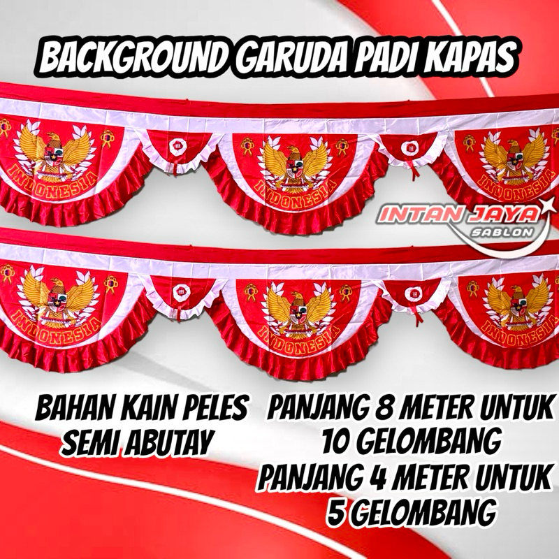 Jual Bendera Background Garuda Merah Putih Padi Kapas 5 Gelombang/Umbul umbul Gelombang | Shopee ...