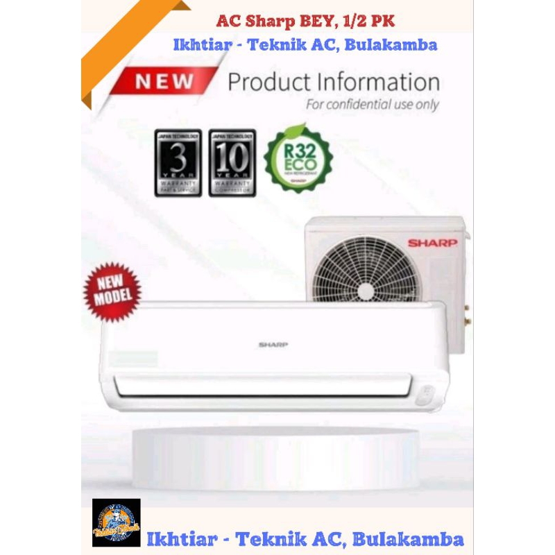 Jual AC Sharp AH-A5BEY 1/2 PK 350 Watt ( Unit + Pemasangan ) | Shopee Indonesia