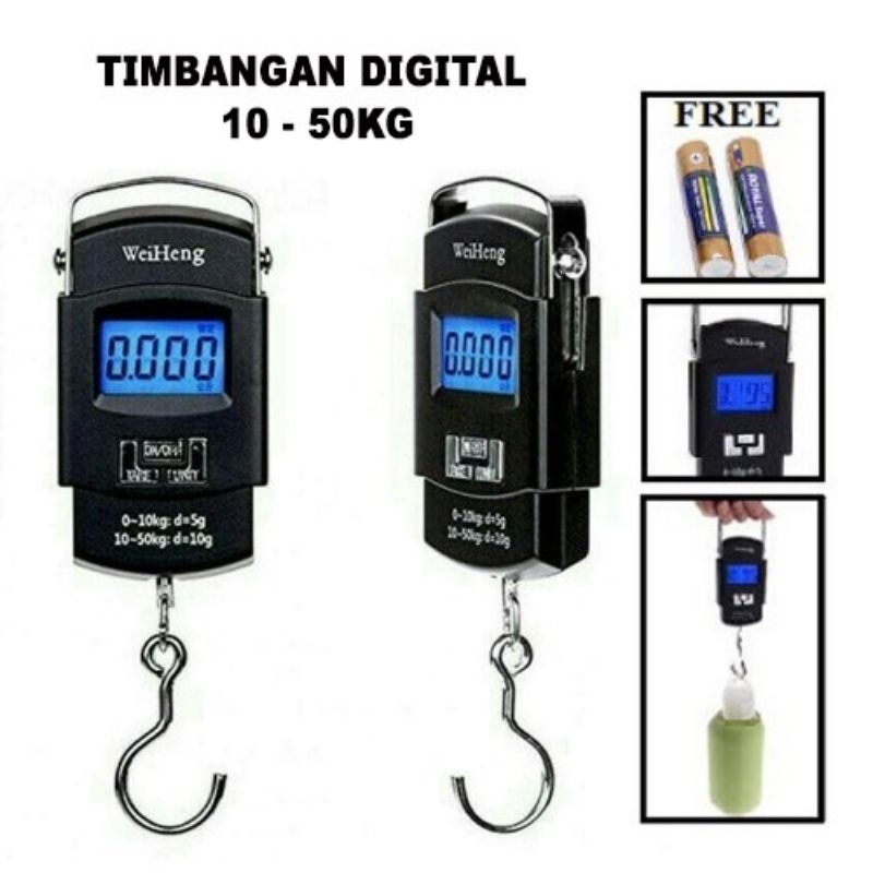 Jual Timbangan Gantung Digital Portable Weiheng WH-A08 50kg Electronic Scale LCD Display ...