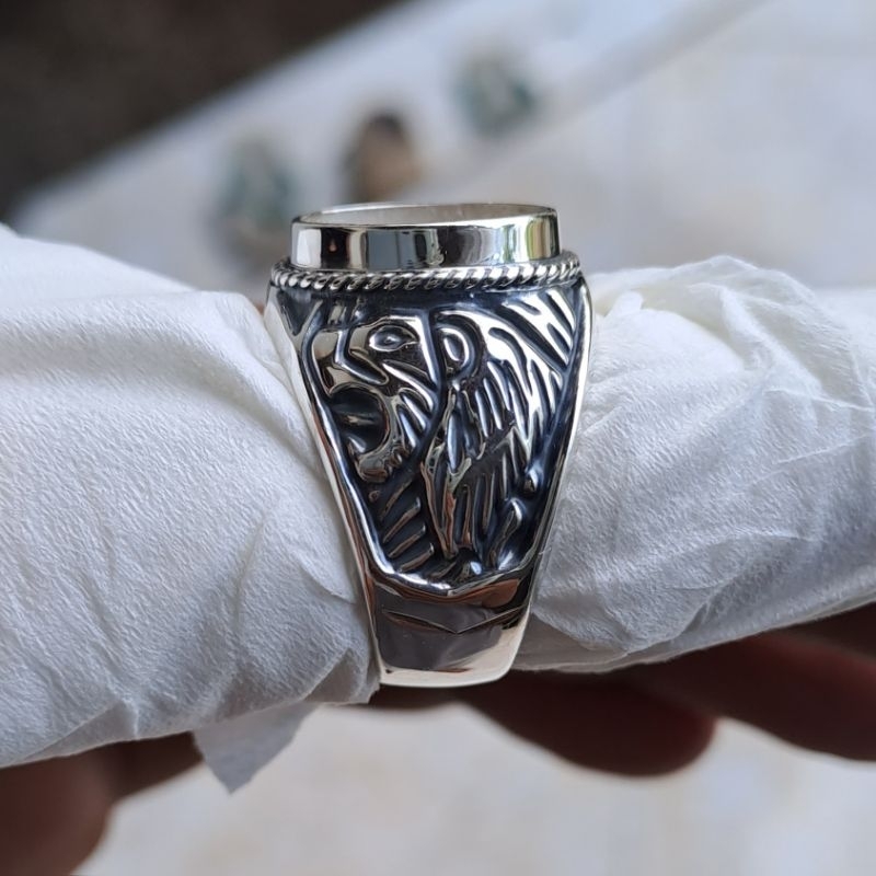Jual Ring Perak 925/mban perak/ikat perak Handmade ukir motif SINGA ...