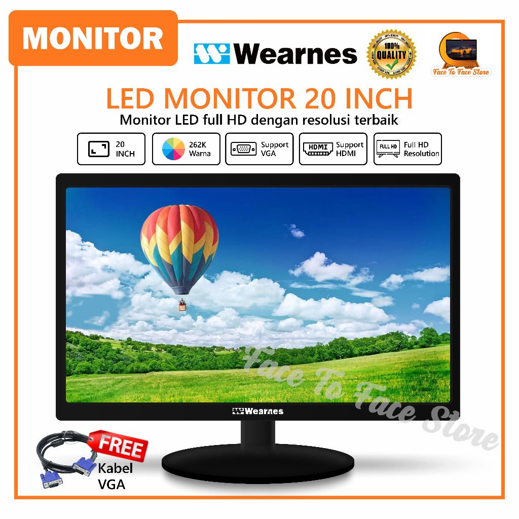 Jual Monitor LED 20 inch Wearnes.CCTV.Monitor Gaming.Monitor PC.Garansi ...