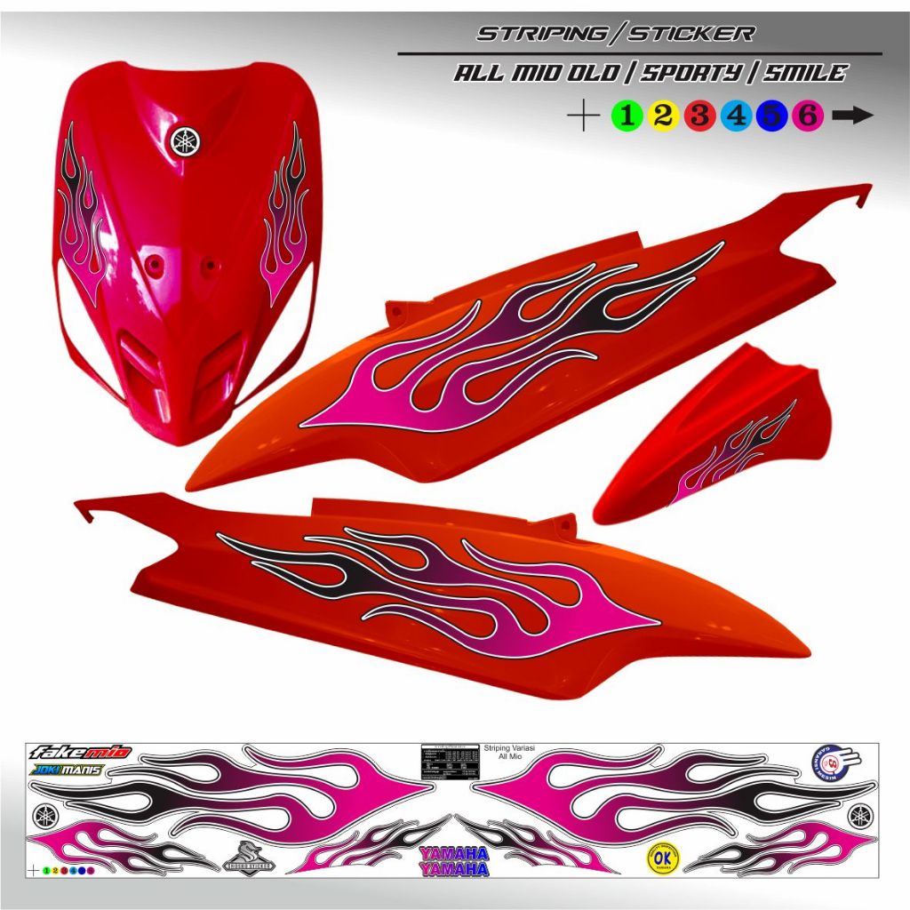 Jual STIKER STRIPING VARIASI BODY MOTOR YAMAHA MIO SMILE MOTIF VARIASI TERBARU TAHUN 2024 SIMPLE ...