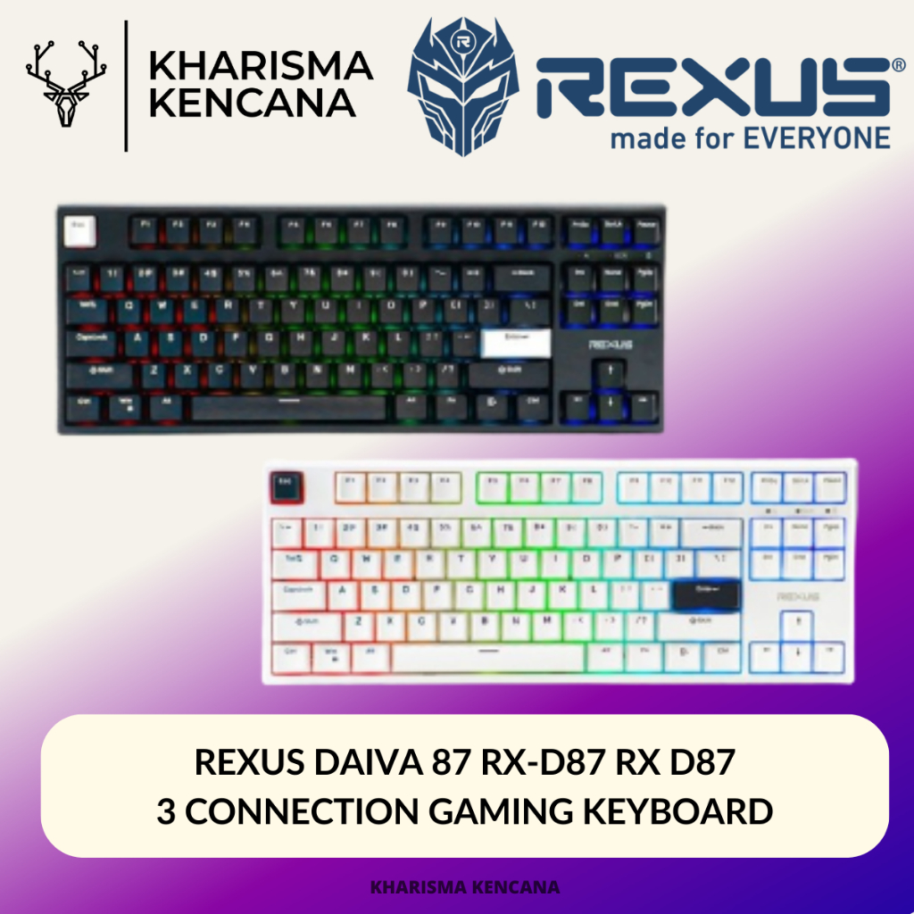 Jual REXUS DAIVA 87 RX-D87 RX D87 3 CONNECTION GAMING KEYBOARD | Shopee ...