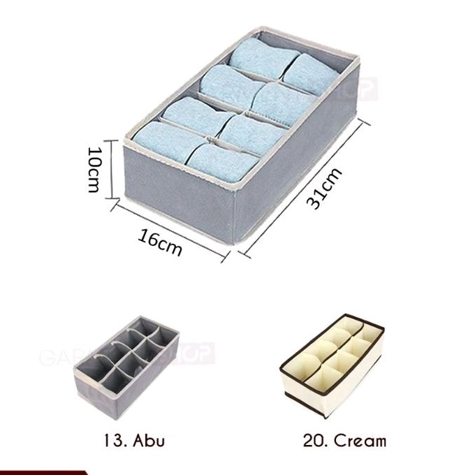 Jual organizer kain 8 slot 8 sekat storage box pakaian dalam | Shopee ...