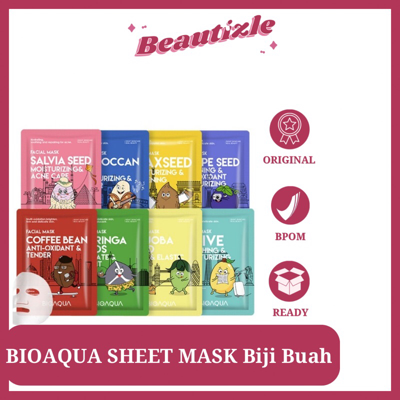 Jual Bioaqua Sheet Mask Varian Biji Buah | Shopee Indonesia