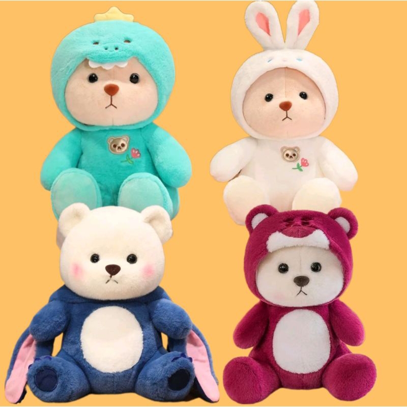 Jual Boneka Teddy Bear Kupluk Lepas Pasang Lotso Stitch Dino Rabbit ...