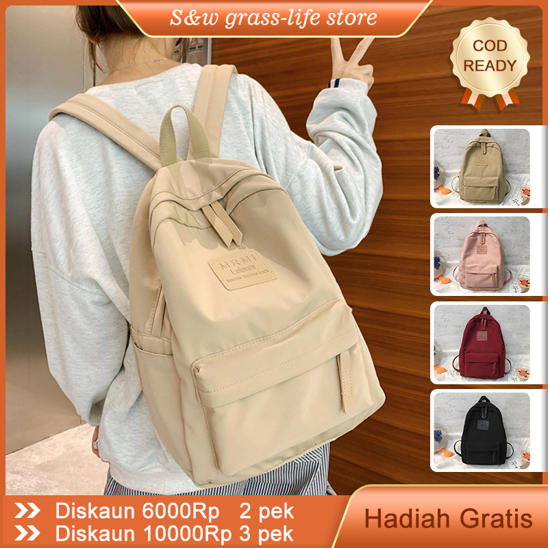 Jual [Ready/COD] Ransel Korea Tas Ransel Wanita Backpack Pink Soft Tas ...