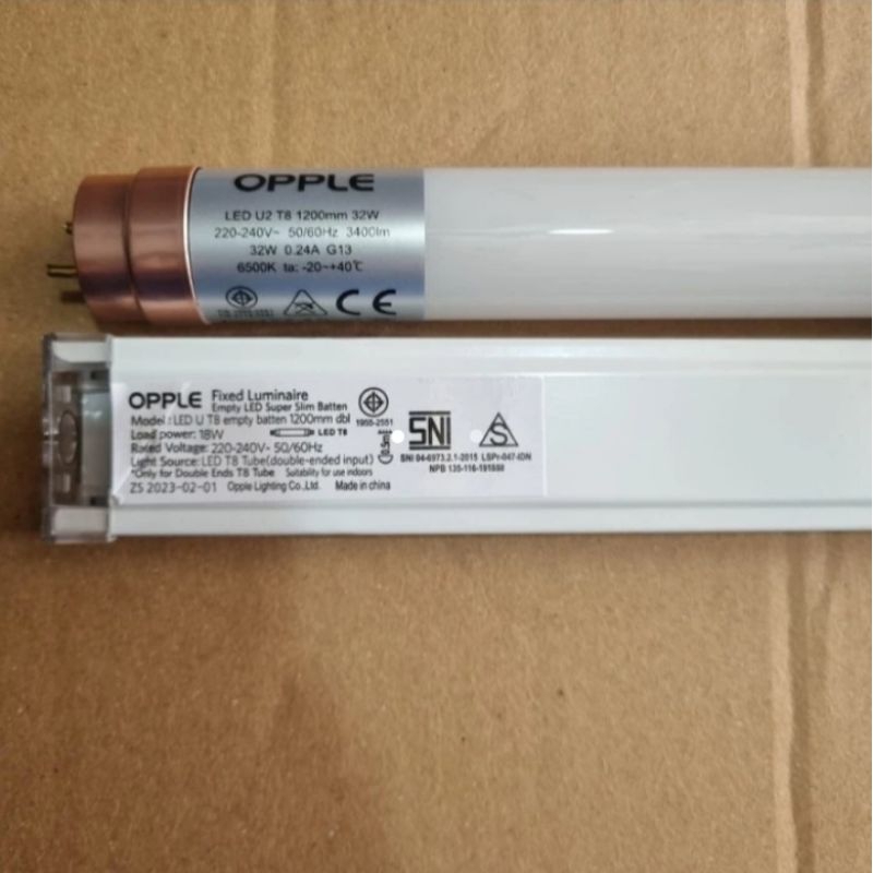 Jual Lampu TL LED T8 18 W OPPLE garansi 2 tahun( kap + lampu) | Shopee Indonesia