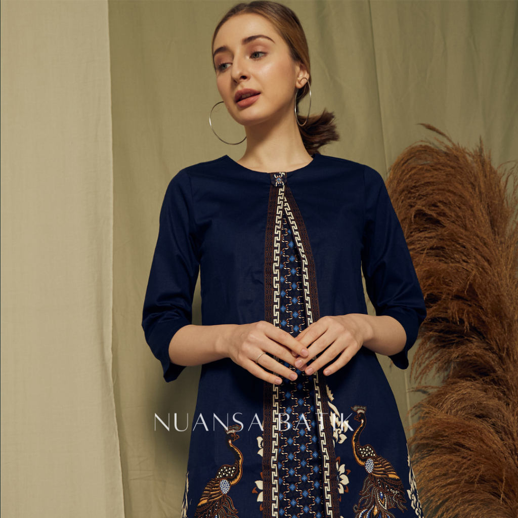 Jual Nuansa Batik Dress Batik Lengan 7/8 Bahan Katun Stretch | Shopee Indonesia