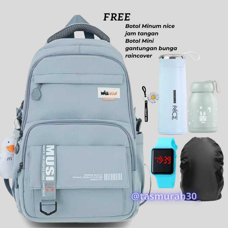 Jual Tas Ransel Sekolah Banyak Bonus Backpack Miss you Tas punggung Wanita Sekolah SD>SMP>SMA ...