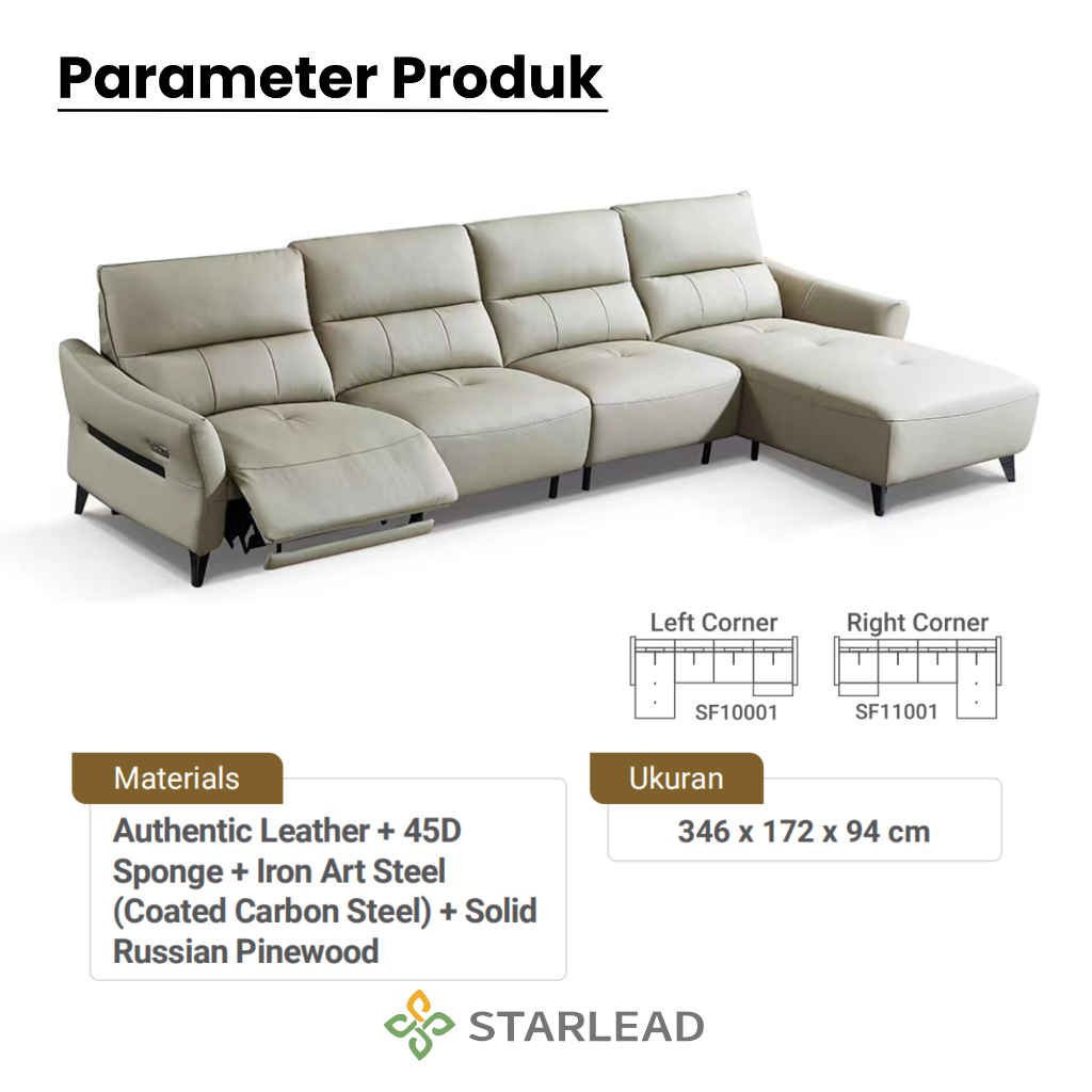 Jual STARLEAD Recliner Opulent-Hide Sofa | Sofa Kulit Asli | Genuine ...
