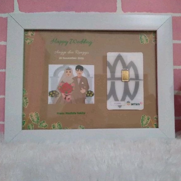 Jual NazhifaSakhy - Bingkai Pigura Frame Gift Series - Happy Wedding 4R ...