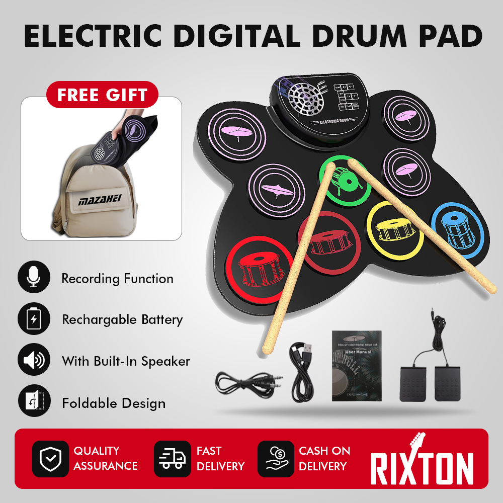 Jual RIXTON 9 pad Electronic Drum Set Roll-Up Silicone Digital Digital ...