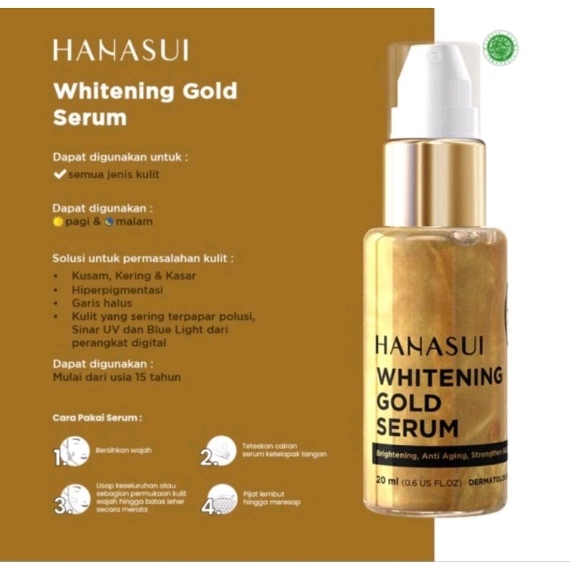 Jual SERUM HANASUI WHITENING GOLD CERAH GLOWING DALAM 2 MINGGU | Shopee ...