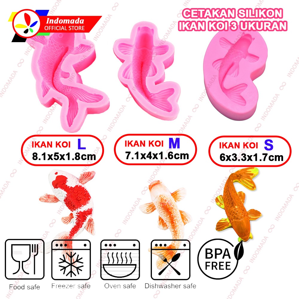 Jual Indomada Cetakan Ikan Koi Silikon Fondant Clay Jelly Puding Gold ...