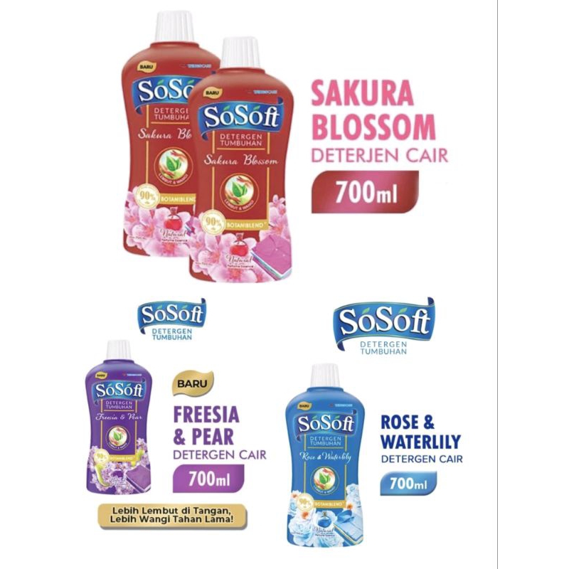 Jual SoSoft Deterjen Cair Konsentrat Botol 700 ml | Shopee Indonesia