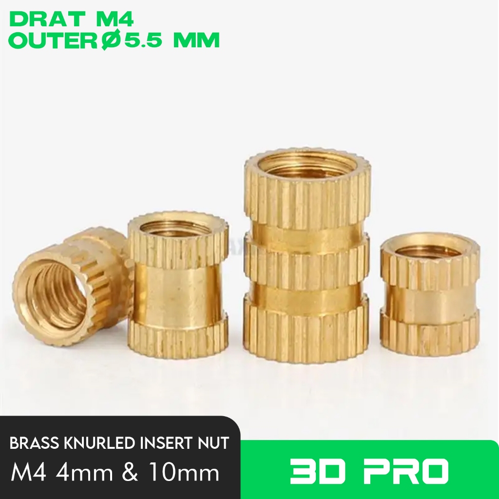 Jual M4 4mm 10mm Brass Copper Thread Knurl Insert Nut Mur Tanam Molding ...