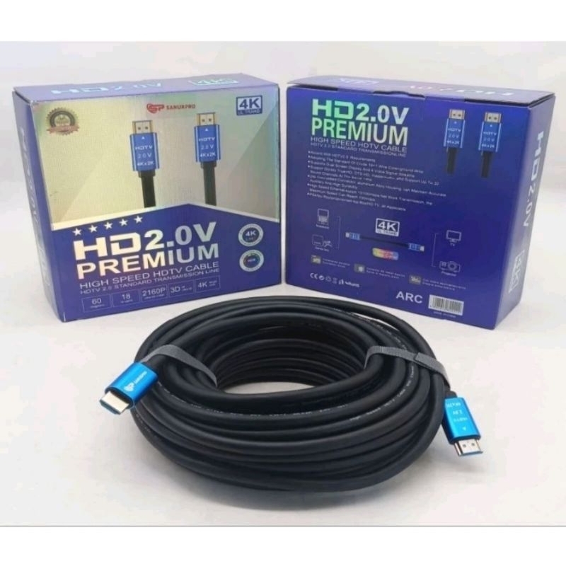 Jual KABEL HDMI 2.0V 4K SANURPRO 10M 15M PREMIUM 10 METER 15 METER CABLE 20 25 20M 25M 20meter ...