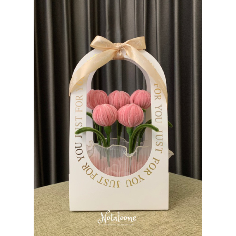 Jual Notaloone - Tulip Handle Box Flower Bouquet Bunga Tulip Kawat Bulu ...