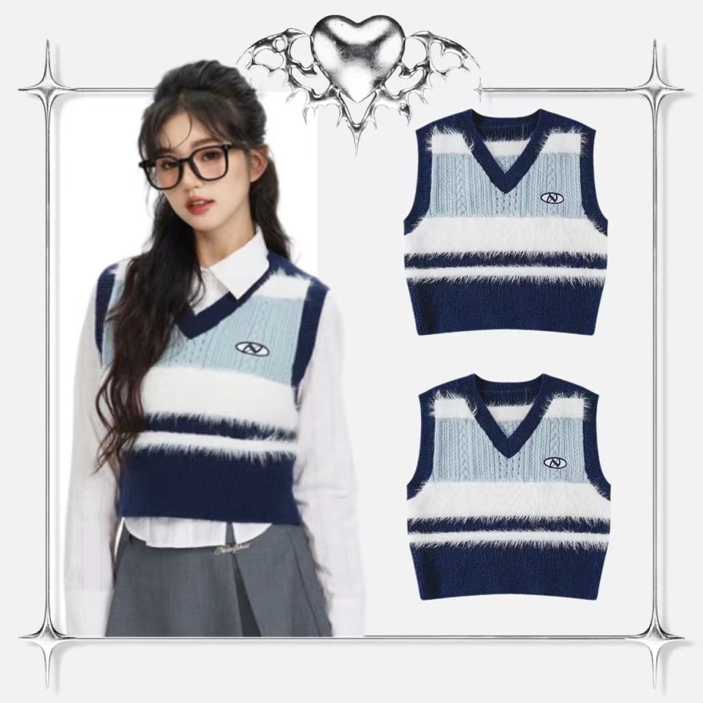 Jual V neck rompi rajut vest wanita korean style/Vest Knit Rompi ...