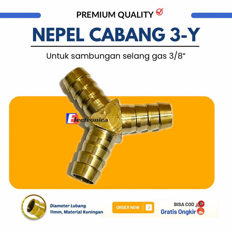 Jual CABANG 3-Y GAS / NEPLE Y SAMBUNGAN SELANG GAS / KUNINGAN SAMBUNGAN ...