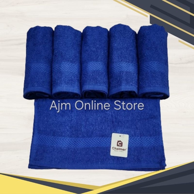 Jual Handuk muka katun chalmer size 30 x 70 cm signature biru. | Shopee ...