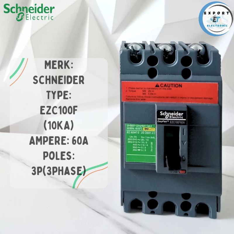 Jual MCCB Breaker Schneider EZC100F 3P 60A 3Pole. | Shopee Indonesia