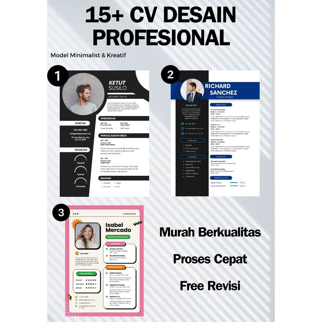 Jual Jasa Pembuatan CV Kerja | Jasa Desain CV Profesional Model ...