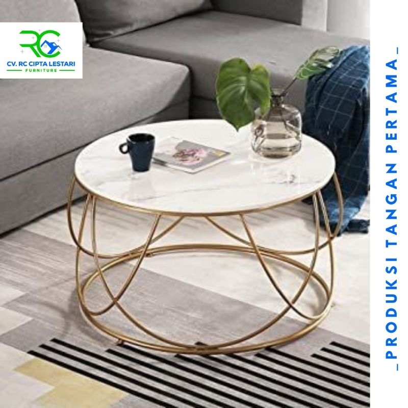 Jual Meja Tamu Diameter Bulat Motif Marmer Finishing HPL | Shopee Indonesia