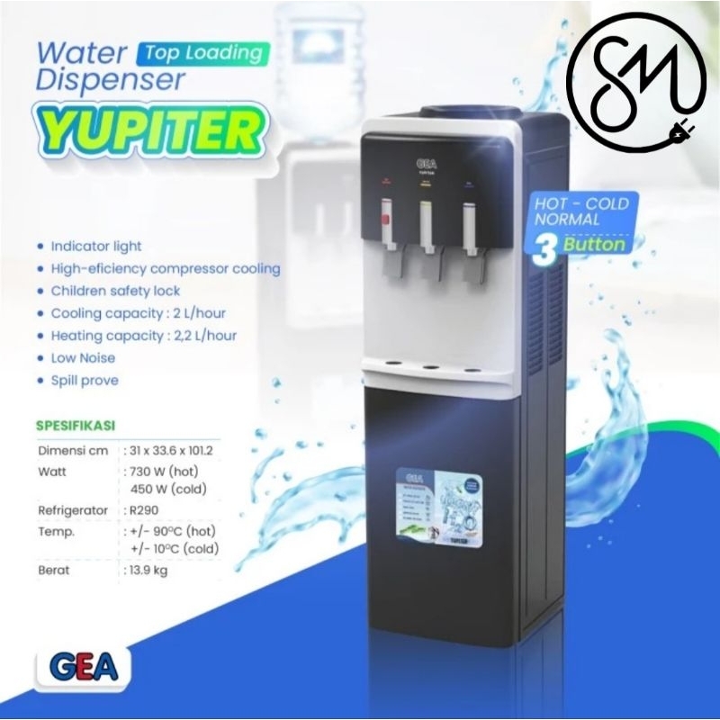 Jual Dispenser GEA YUPITER Galon Atas Kompresor 3 kran Hot normal Cold ...