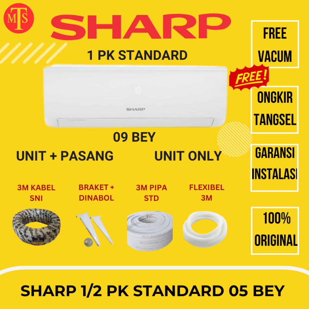 Jual AC SHARP 1 PK STANDARD 09 BEY GARUDA SERIES UNIT ONLY / AC +PASANG ...