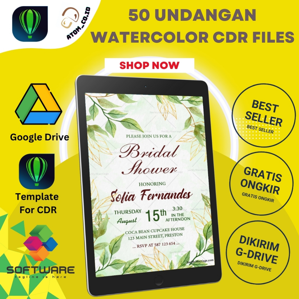 Jual 50 Template Undangan Watercolor CorelDraw Files v22 | Shopee Indonesia