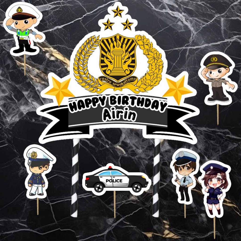Jual Topper Cake Custom Name Tema Police / Polisi | Shopee Indonesia