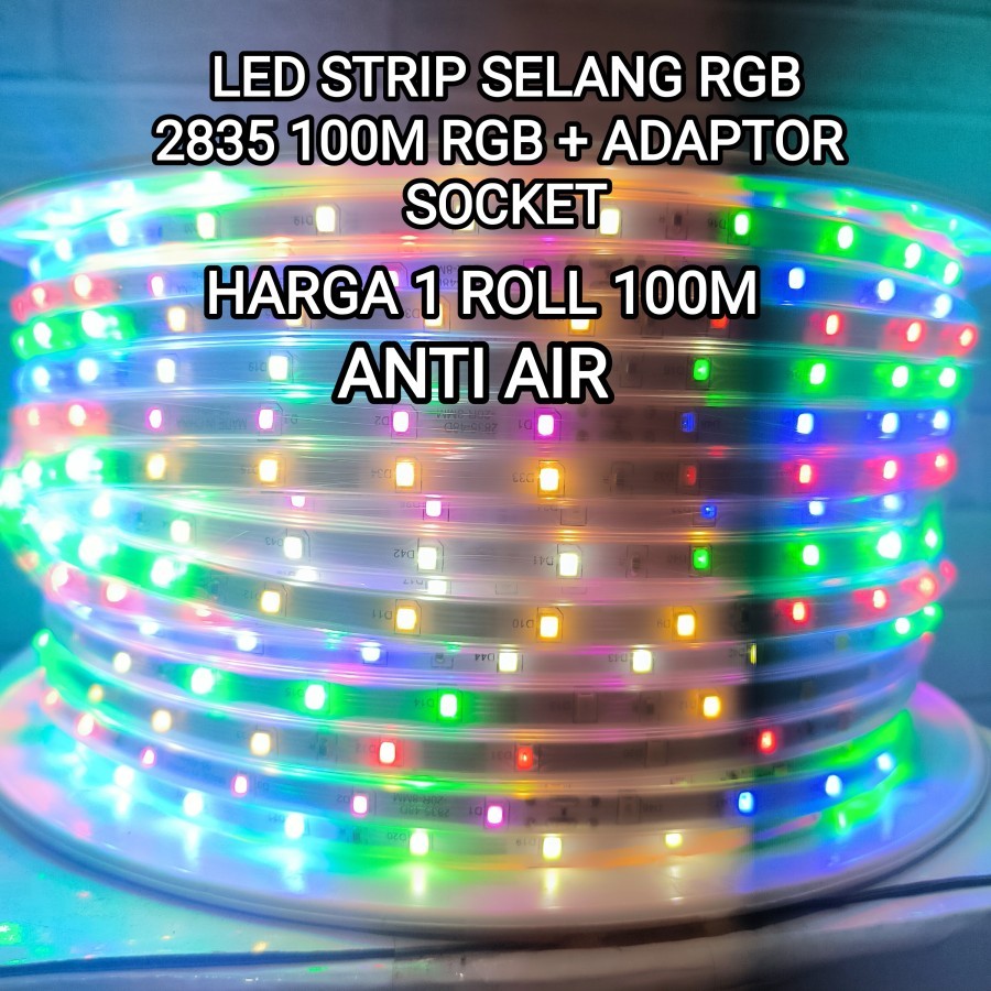 Jual HARGA 1ROLL 100M LAMPU SELANG LED STRIP RGB WARNA WARNI 2835 48L/M ...