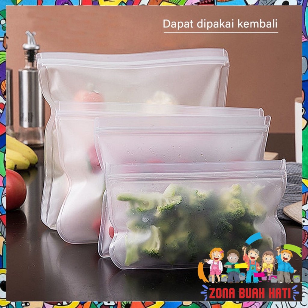 Jual ZBH Ziplock Food Storage Pouch Penyimpanan Makanan Kulkas Reusable ...