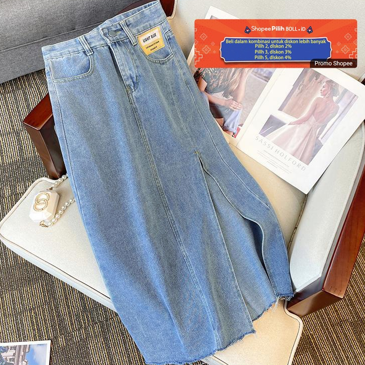 Jual 【boll.id】Bigsize Jumbo — Rok Jeans Panjang Rok Span Korean Style ...