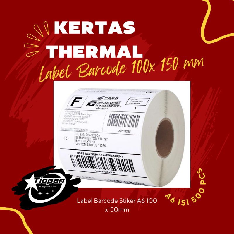 Jual Kertas Thermal Label Barcode,100x150 Semicoated Dan Thermal A6 Isi 500Pcs | Shopee Indonesia