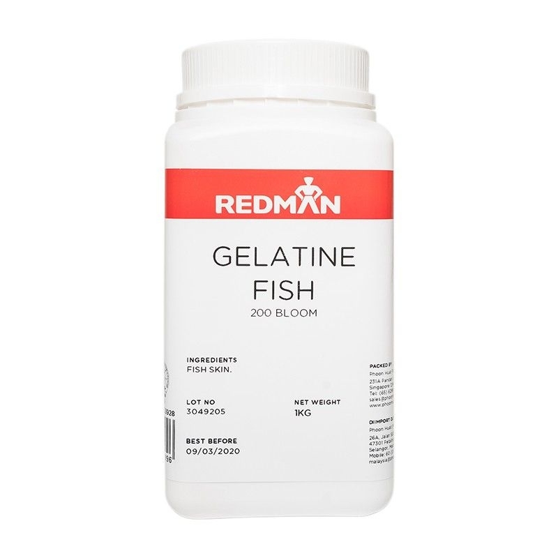 Jual Redman Fish Gelatine Powder 200 Bubuk gelatin Kemasan 50gram ...