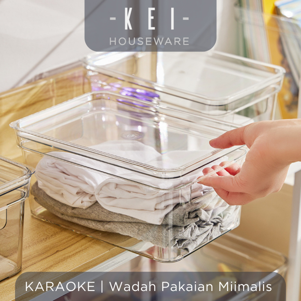 Jual 【KEI】KARAOKE Stackable Pakaian Estetis Penyimpanan Serbaguna ...