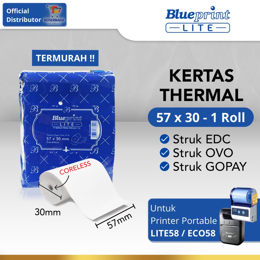 Jual kertas thermal printer BLUEPRINT LITE Kertas Struk Thermal Paper ...