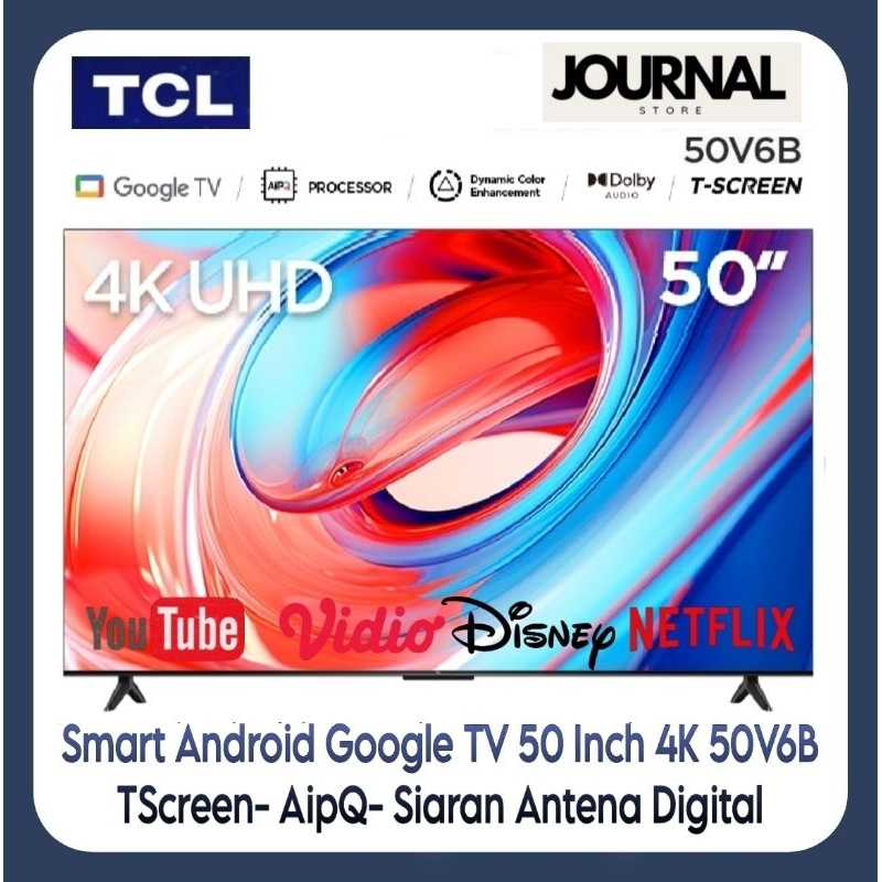 Jual Smart Android Google TV TCL 50 Inch 4K 50V6B Series Garansi Resmi Penerus TCL 50A28 ...