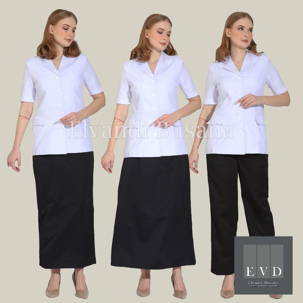 Jual Blazer Wanita Baju Kerja Kantor Seragam PDH PNS Pemda Dinas Guru ASN Wanita Atasan Kantong ...