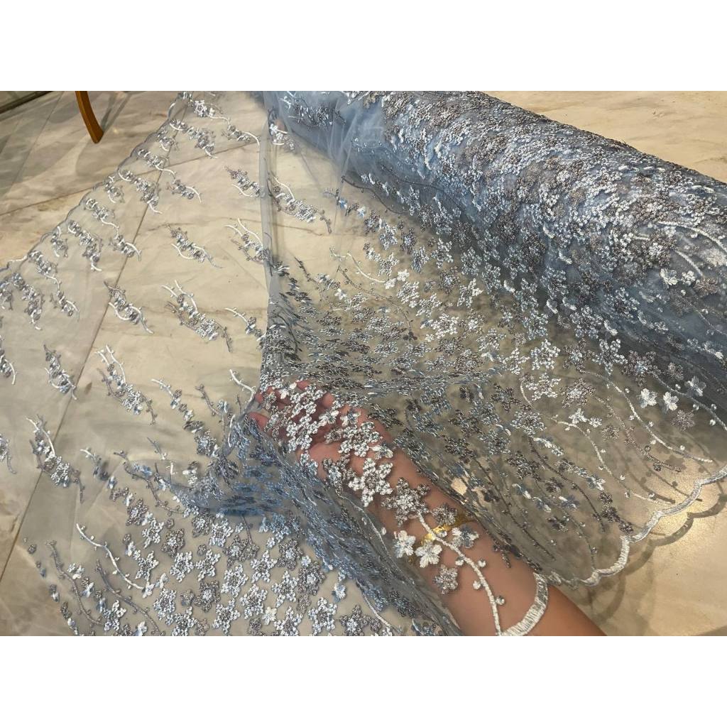 Jual Kain Brokat Tile Embroidery 2 Tone Mewah Daisy Series Harga ...