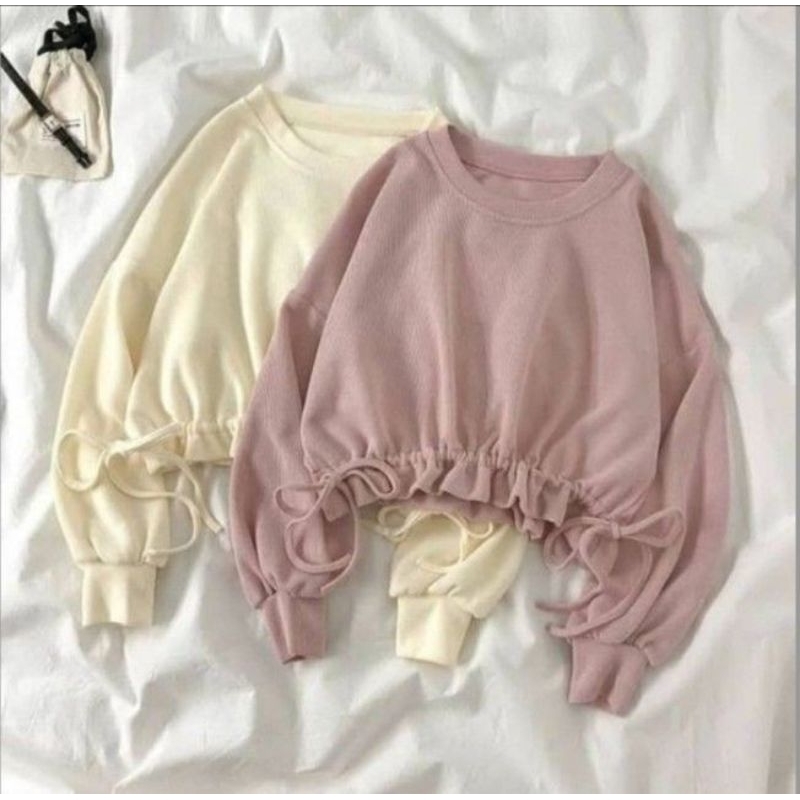 Jual BLOUSE CROP - BIANCA BLOUSE CROP SERUT | Shopee Indonesia