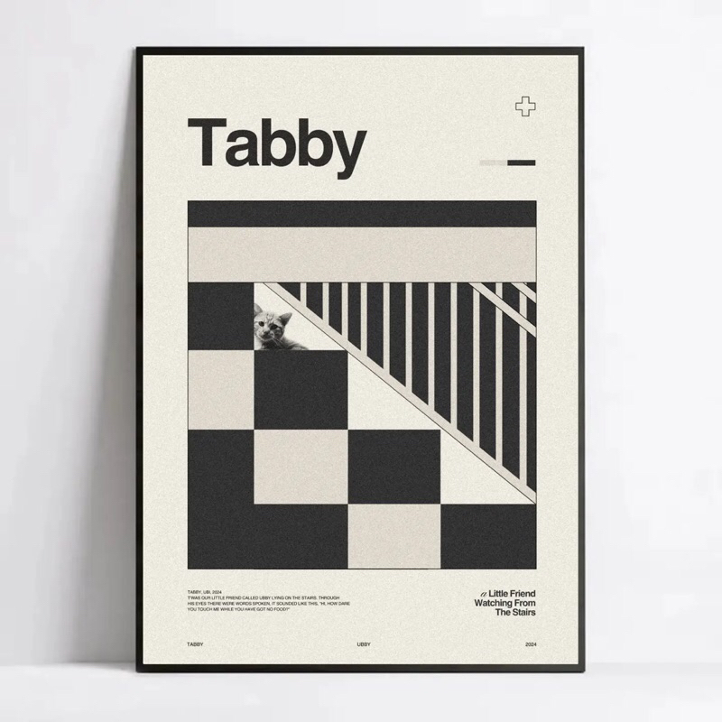 Jual Poster Frame - Tabby - Ubby, A Little Cat Watching From The Stairs ...
