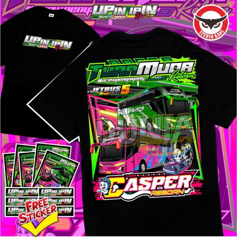 Jual (free sticker + ganci)KAOS BUS ASYROF TUAN MUDA CASPER UPIN IPIN ...